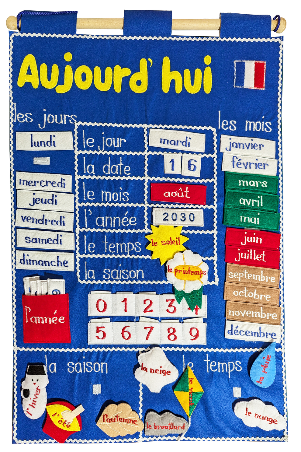 French Language - Calendar - Fabric Wall Chart – Rainbow Educational